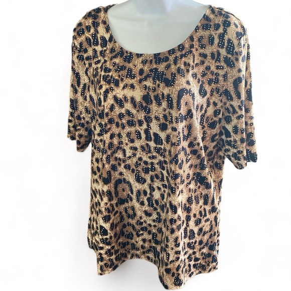 Ruby Rd. | Tops | Ruby Rd Gold Beaded Cheetah Print Top | Poshmark